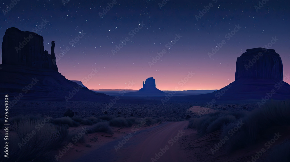 Monument Valley Unveiled by Starlight. Night Sky Magic Stars Emerge ...