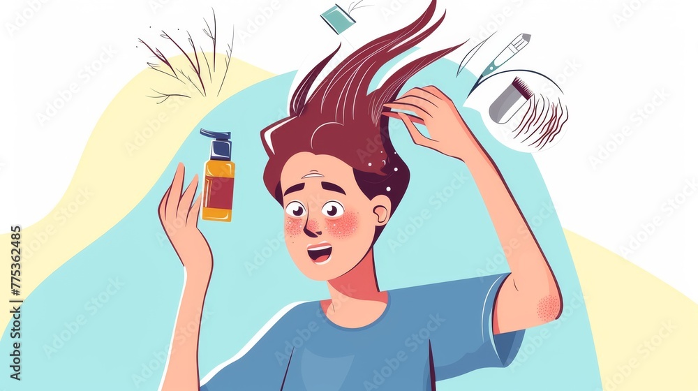 An illustration of a person using unusual and funny methods of treating ...