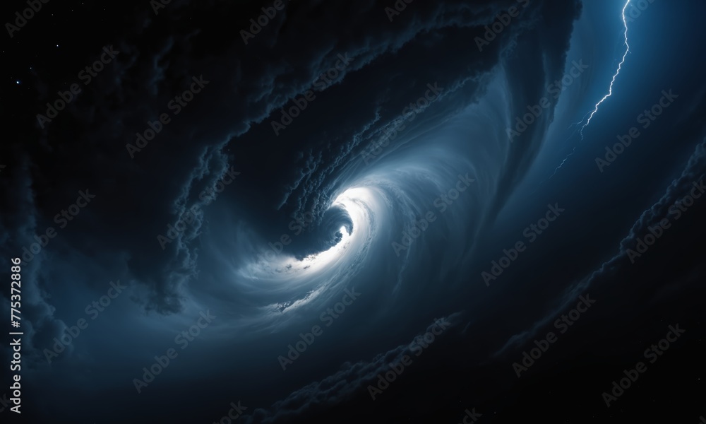 Electric blue lightning bolt emerges from black hole in space Stock ...