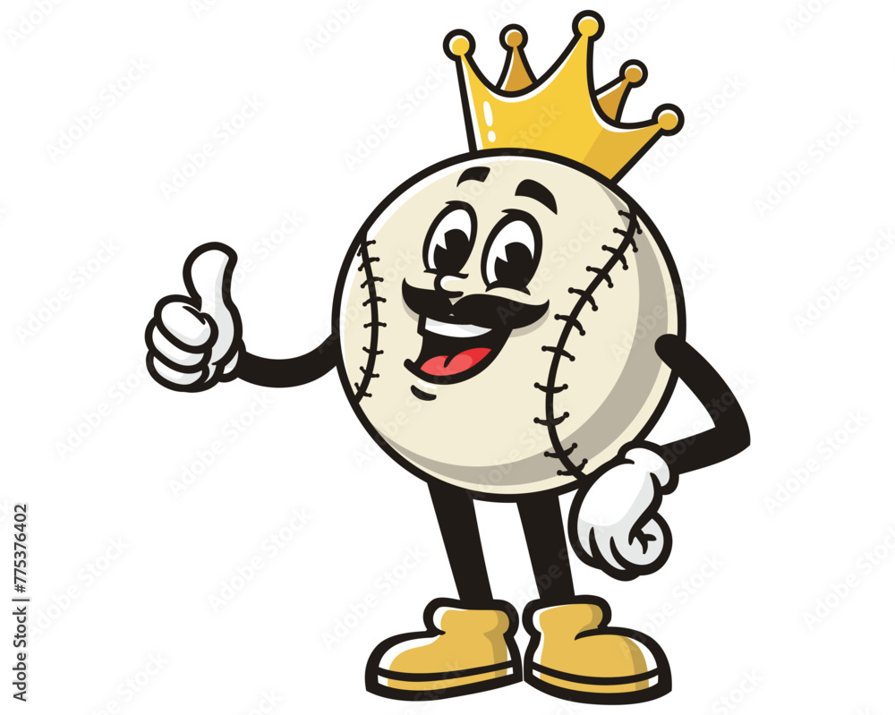 Baseball King cartoon mascot illustration character vector clip art ...