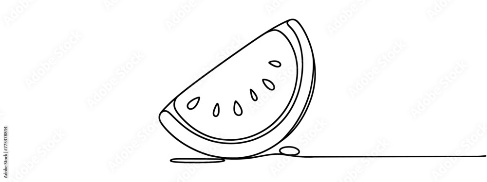 One continuous line drawing of sliced healthy organic watermelon for ...