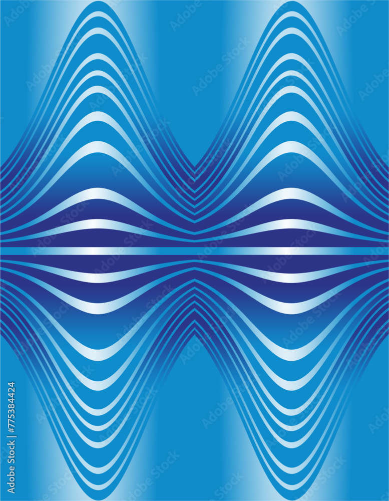 The composition of curved lines and geometric planes with blue ...