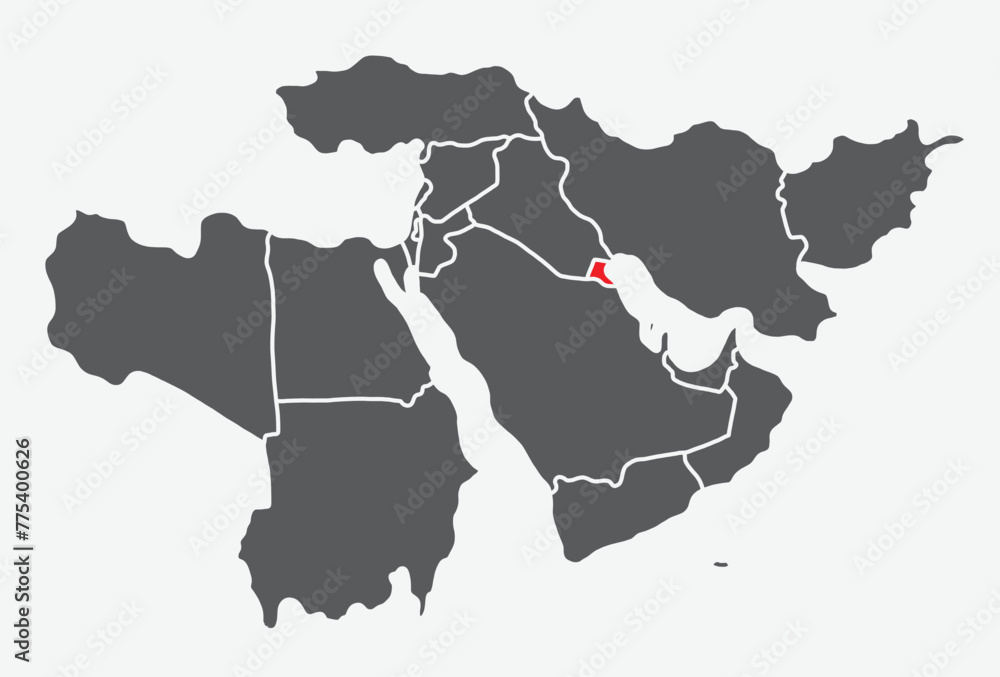 Vecteur Stock Red simple blank political map of KUWAIT with thick white ...