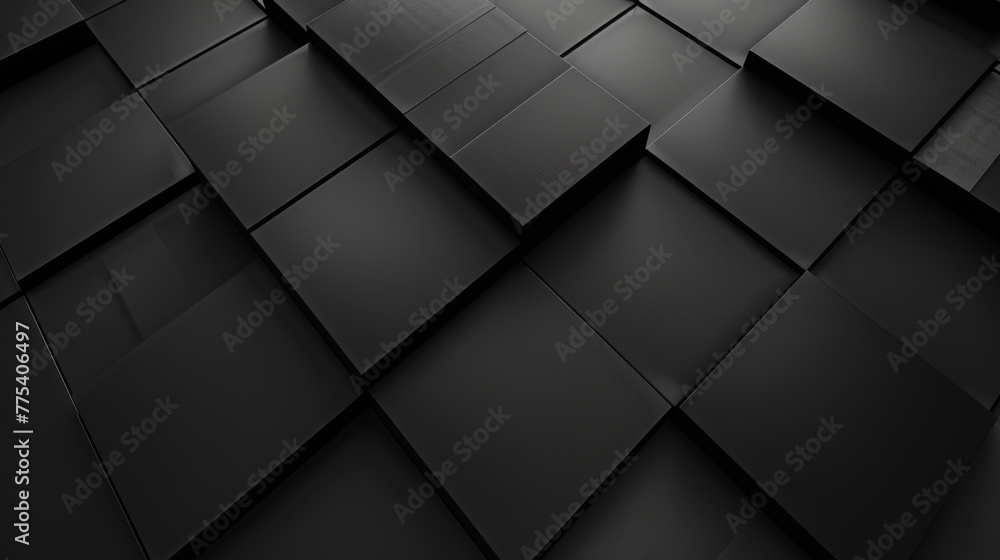 Black tech background, with a geometric 3D structure. Clean, minimal ...