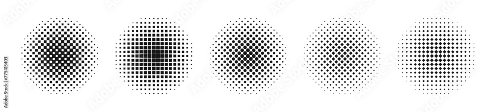 Halftone vector circle set. Dotted comic style element. Halftone ...