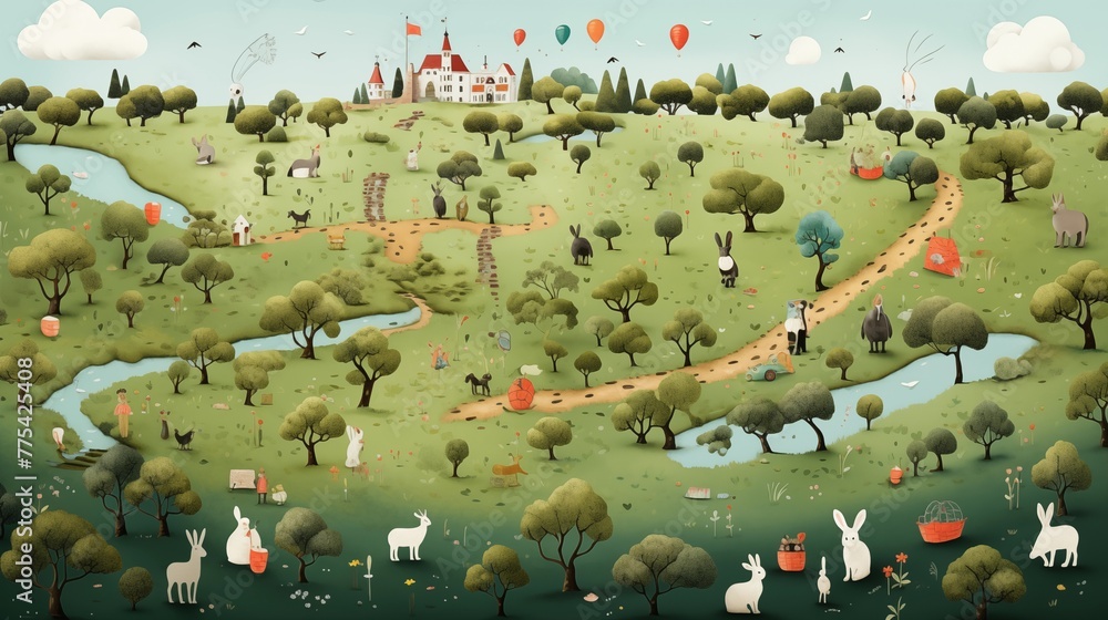 Easter egg hunt map with clues for kids Stock Illustration | Adobe Stock