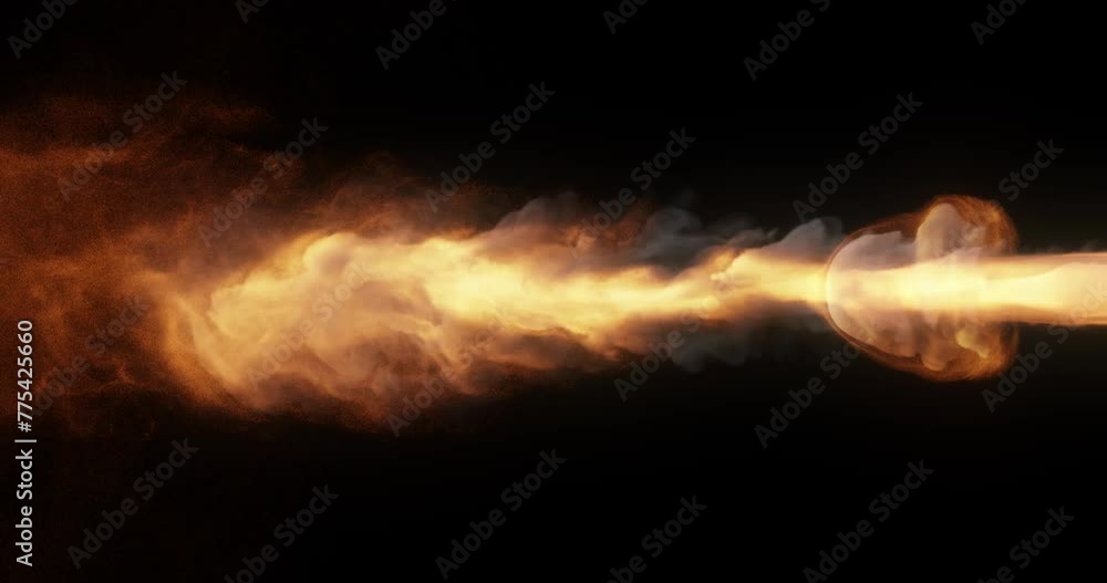 Dynamic and intense fire jet, bright, glowing core with tendrils of ...
