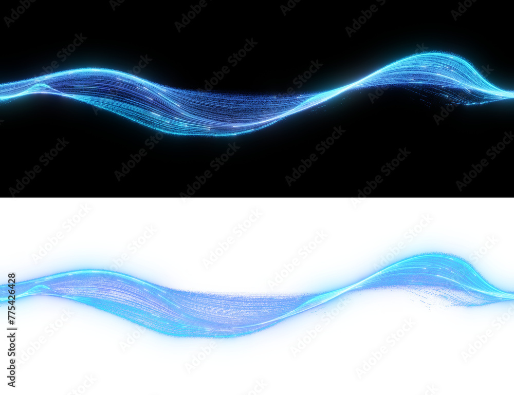 Luminescent blue threads isolated on black and transparent background ...