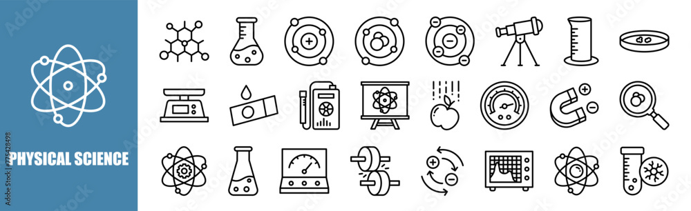 Physical Science icon set for design elements Stock Vector | Adobe Stock