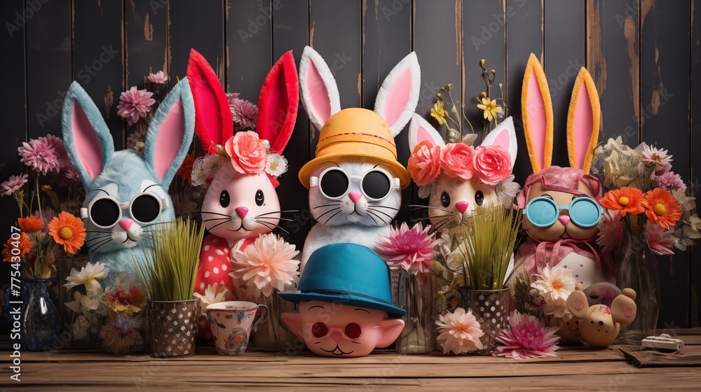 Easter-themed photo booth props Stock Illustration | Adobe Stock
