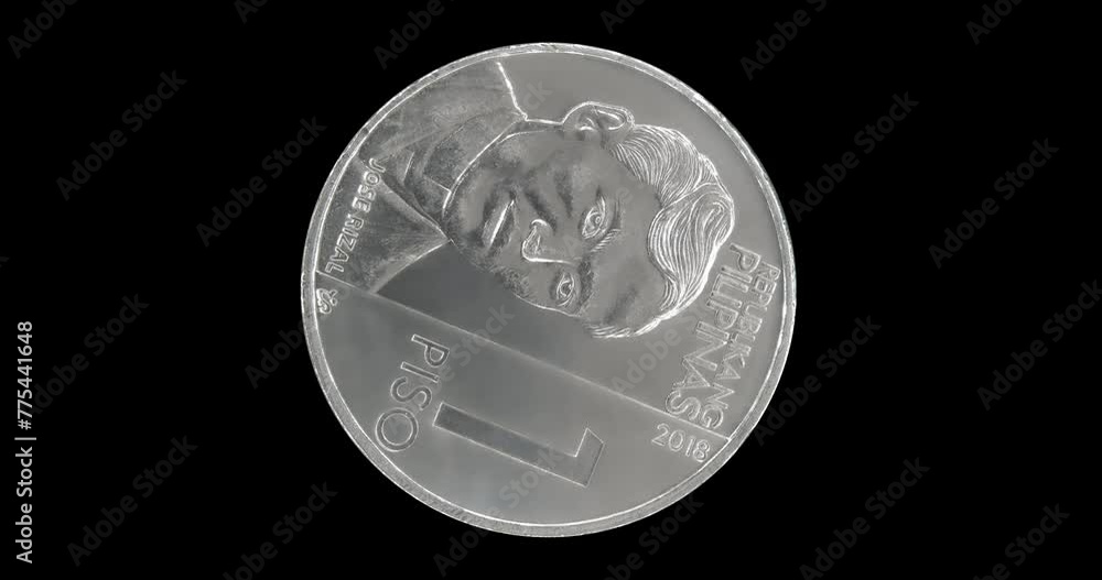 Obverse of Philippines coin 1 piso 2018 with portrait of Jose Rizal ...