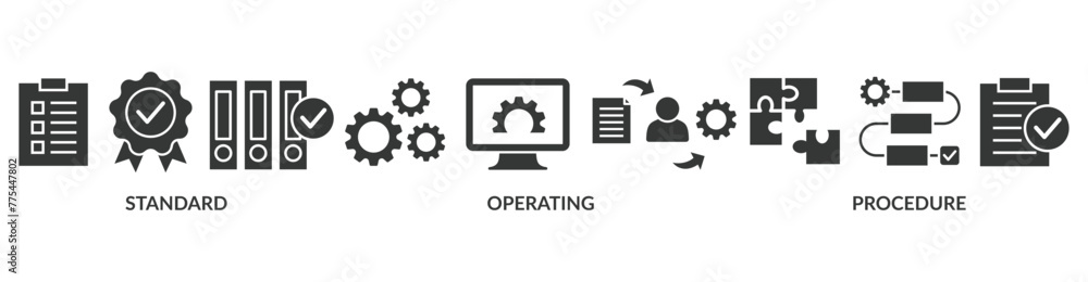 SOP banner web icon vector illustration concept for the standard ...