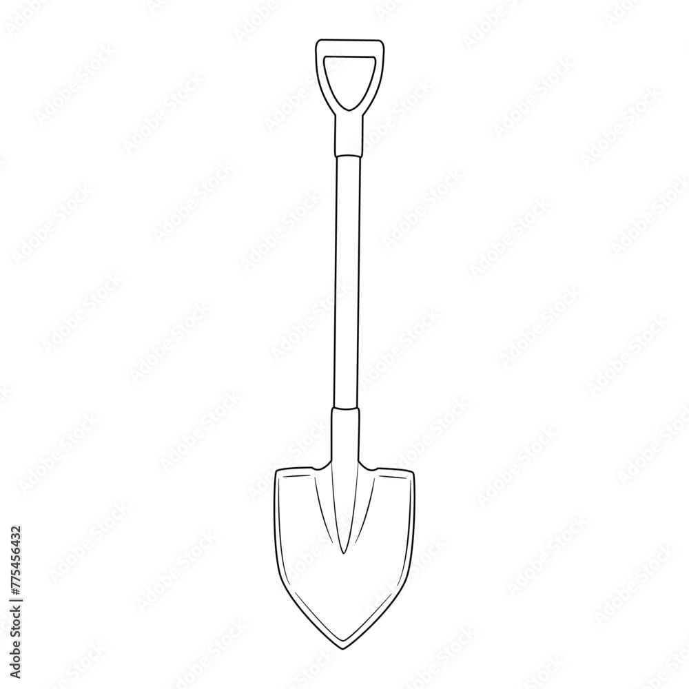 Gardening tools shovel outline icons. Line art Black and white ...