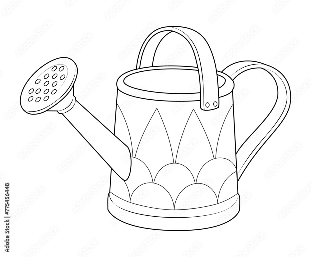 watering can outline icons. Line art Black and white Engraved vector ...