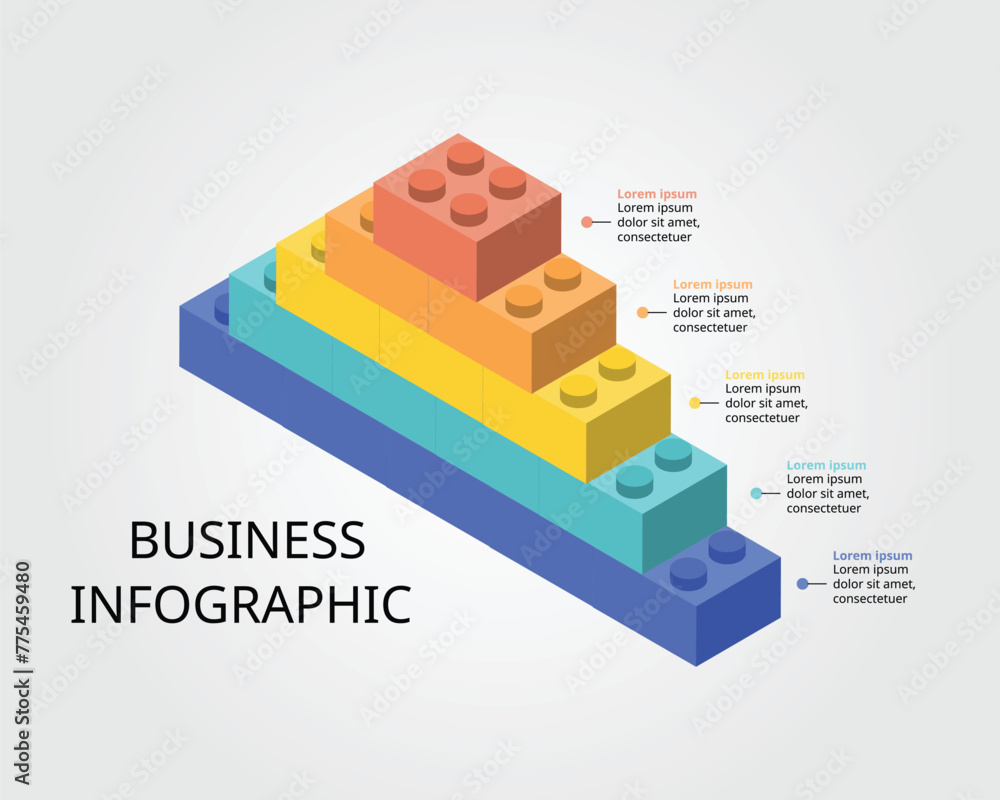 pyramid brick chart template for infographic for presentation for 5 ...