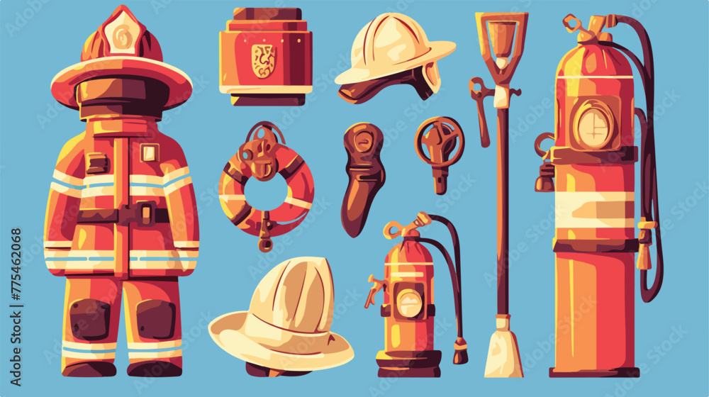 Firefighter icon 2d flat cartoon vactor illustratio Stock Vector ...