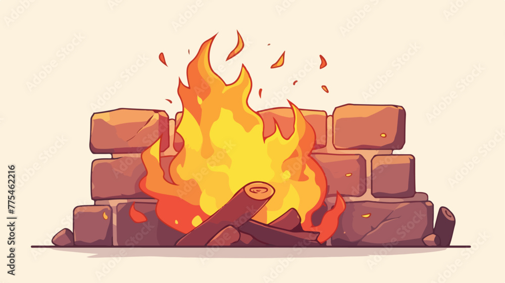 Firewall icon 2d flat cartoon vactor illustration i Stock Vector ...