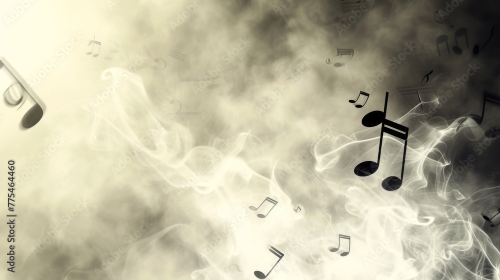 Musical notes: abstract photo of floating musical notes evaporating in ...