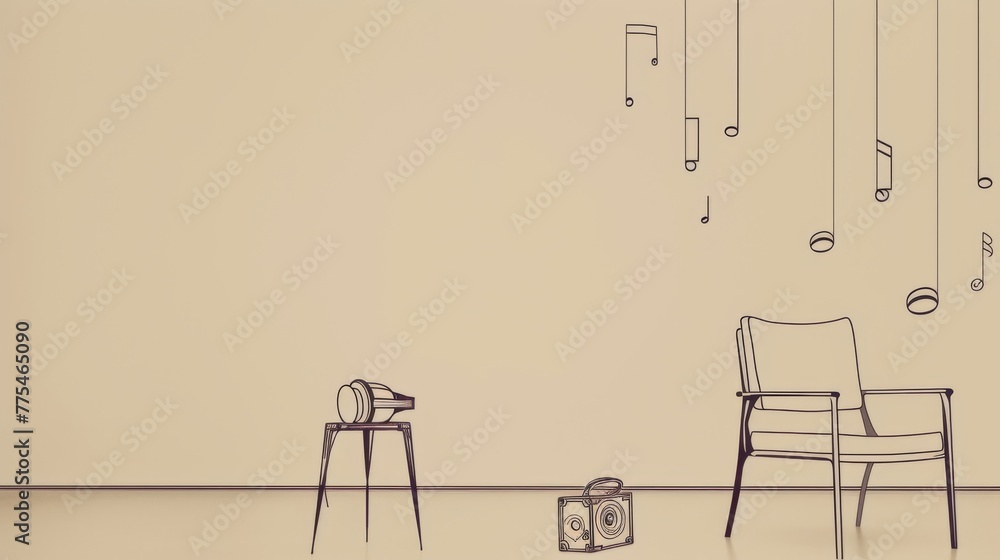 Simplified Music Listening Space: An understated depiction of a space ...