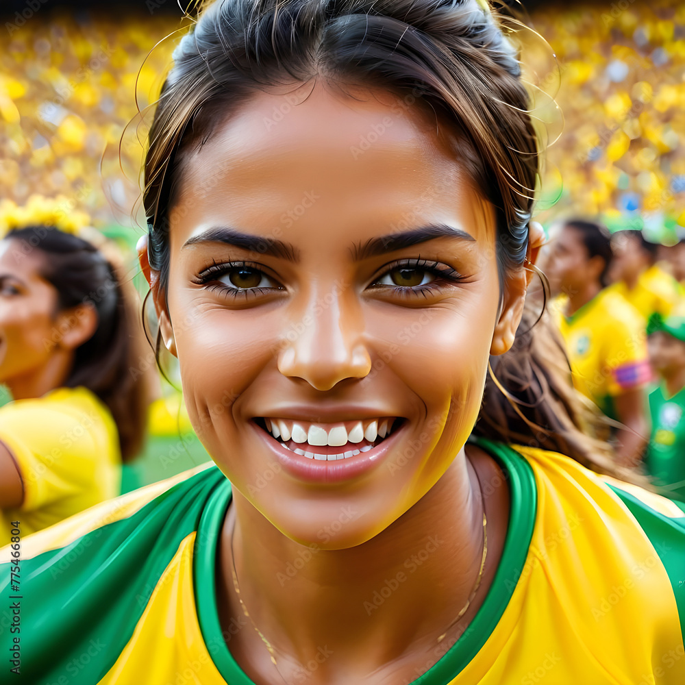 Latin woman who is a fan of a football team with the green and yellow ...