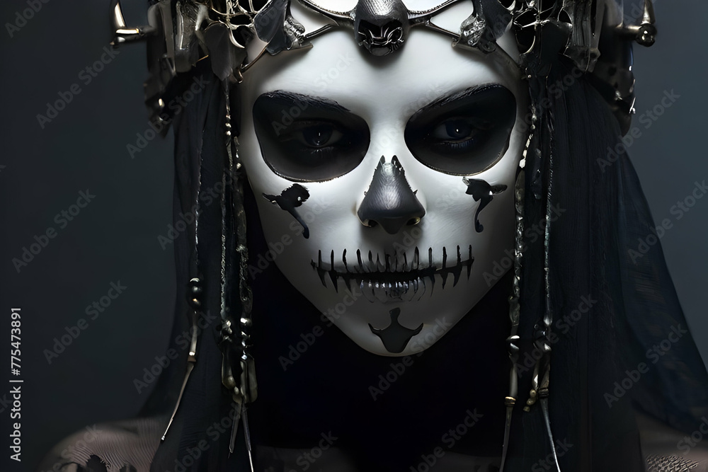 skull and bones. face, halloween, woman, mask, skull, horror, carnival ...