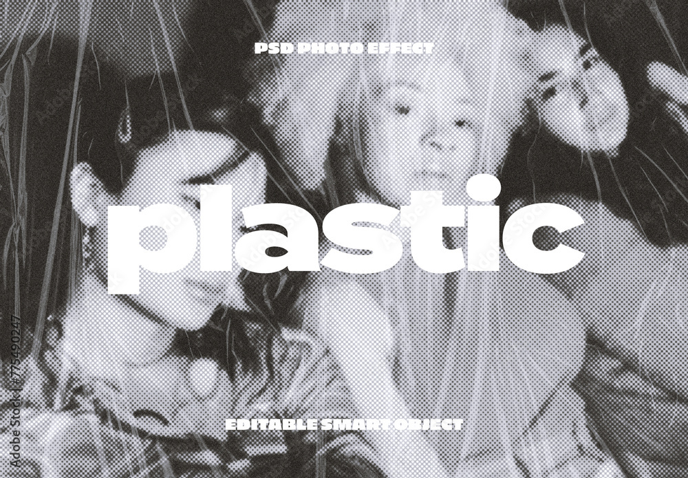 Black and White Plastic Texture Photo Effect Mockup Stock Template ...