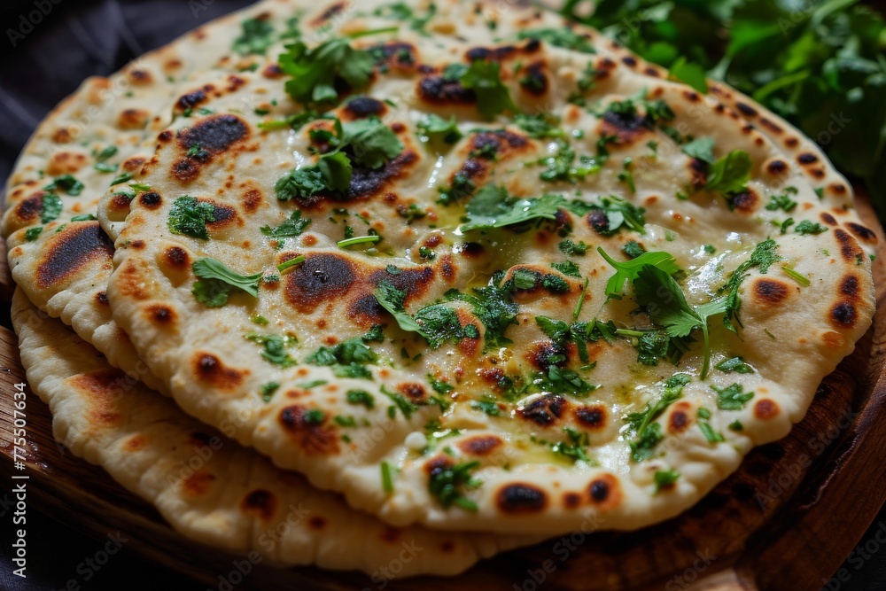 butter naan, naan wrap, naan isolated, tandoori chicken, coriander ...