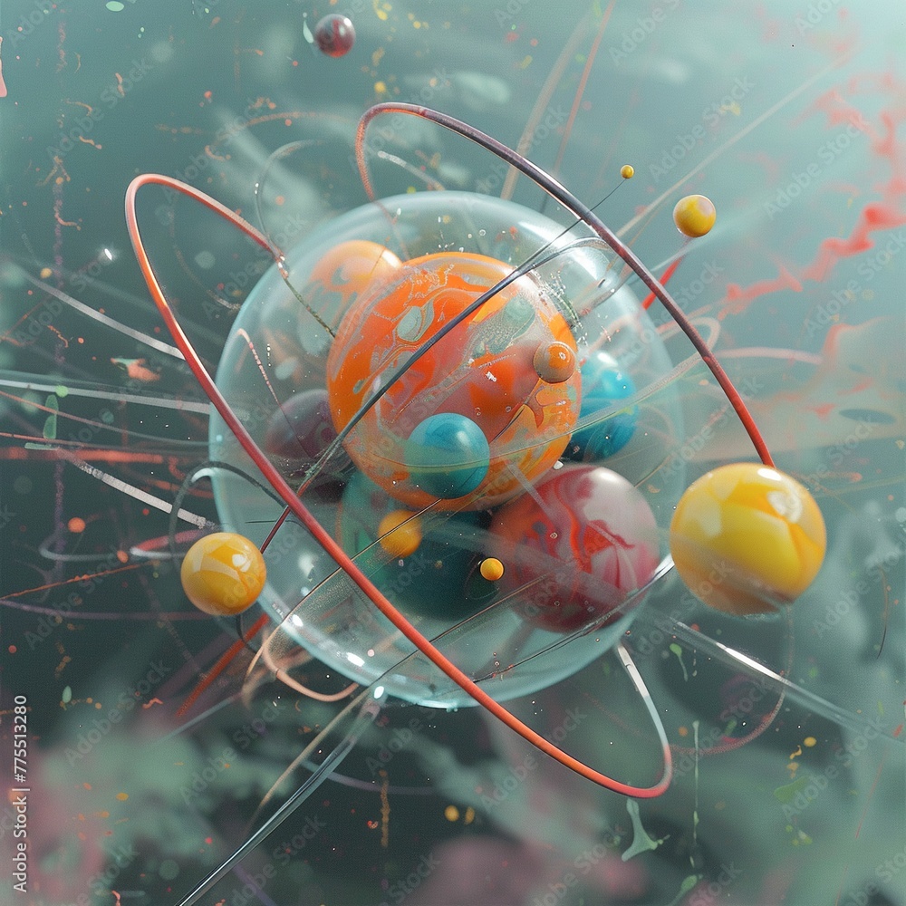 Experiment with colors and textures to convey the complexity of atomic ...
