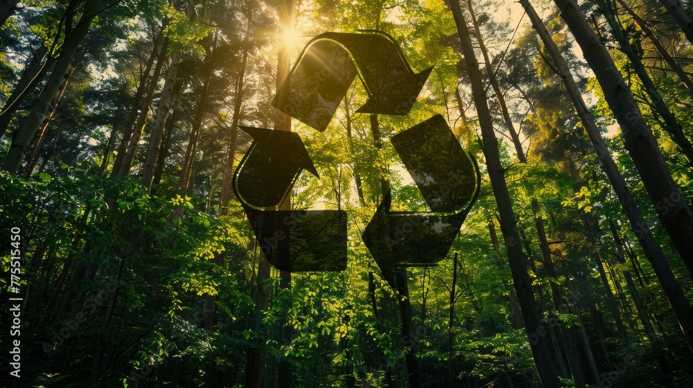 Recycle logo on nature background for the Environment Stock Photo ...