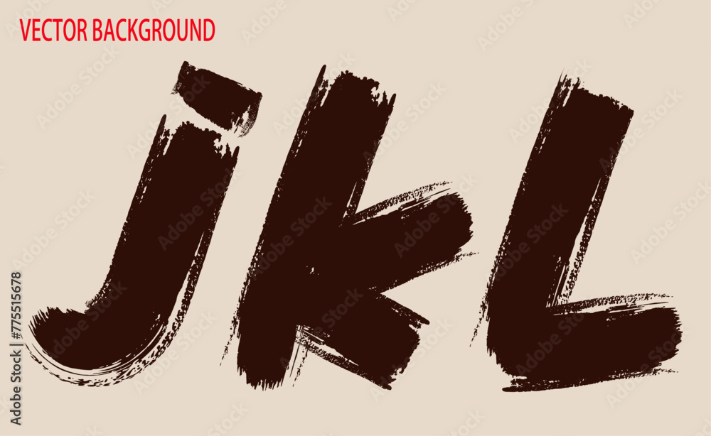 Japanese calligraphy “ j, k, l, ” alphabet.Vector illustration ...