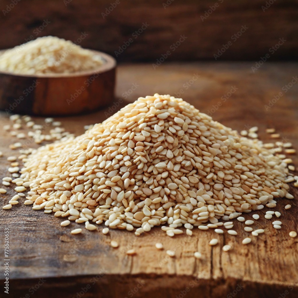A tasteful digital illustration showcasing a pile of sesame seeds ...