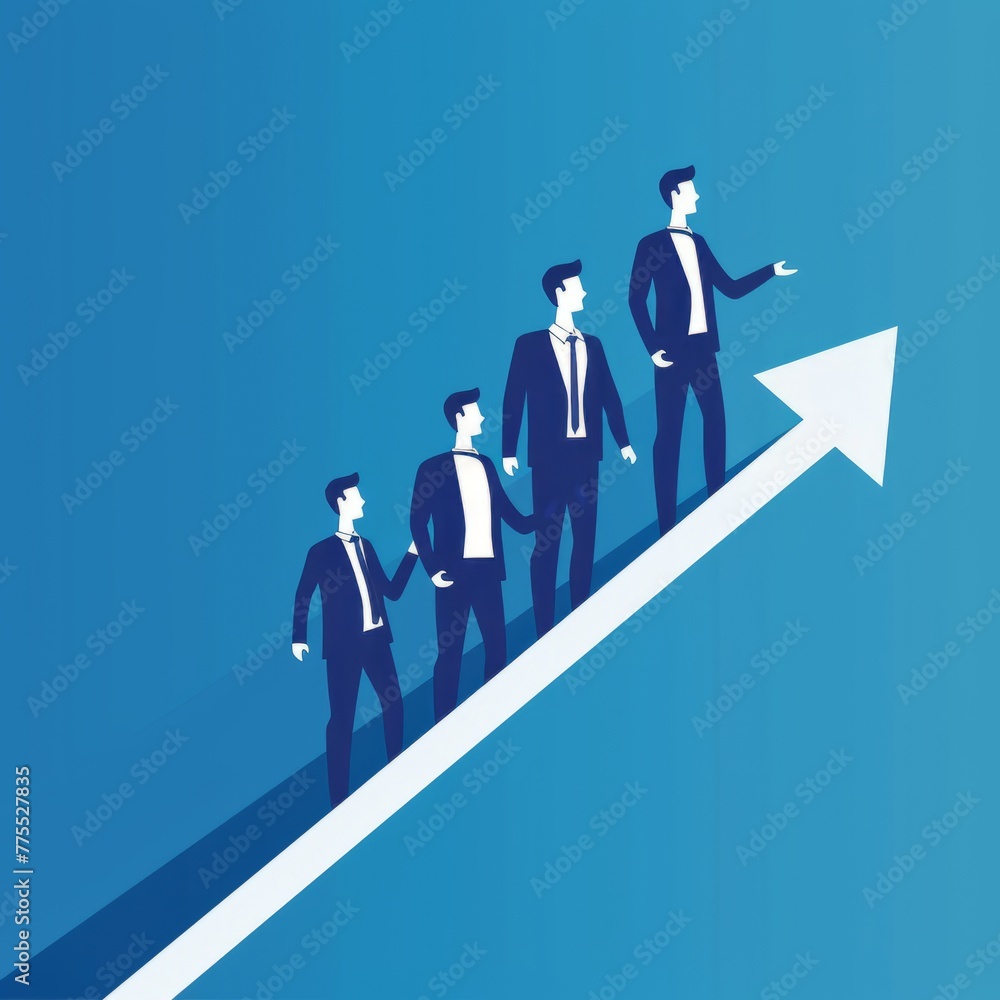 Growth strategy, team businessman collaboration to grow business success, teamwork or ...