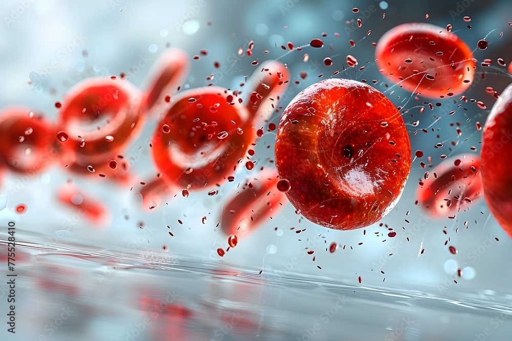 Minimalist Illustrated Red Blood Cells in Motion with Geometric Shapes ...