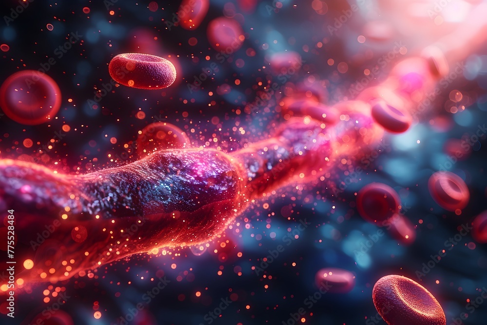 Vibrant D Rendering of Healthy Red Blood Cells Flowing Through a ...