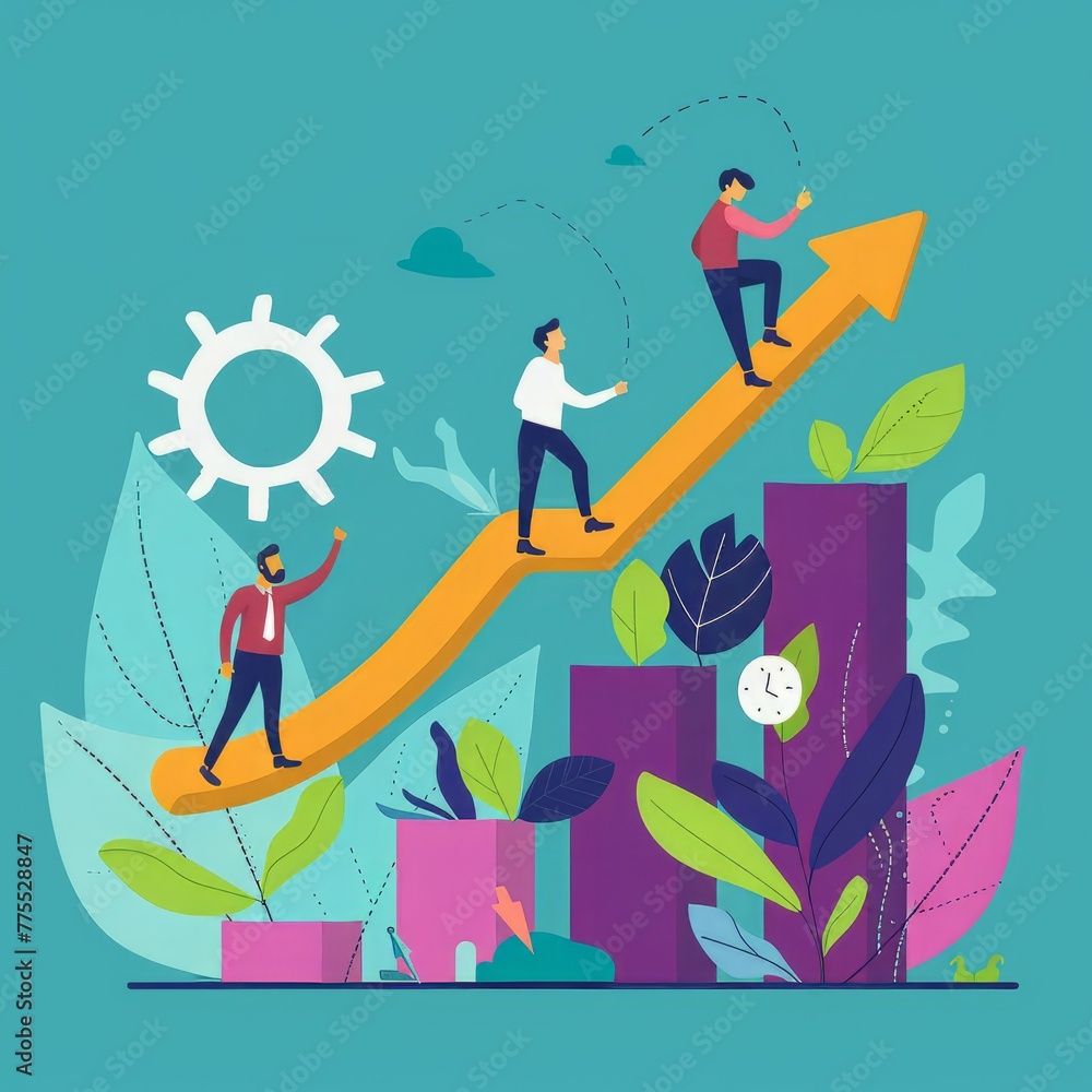 Growth strategy, team businessman collaboration to grow business success, teamwork or ...