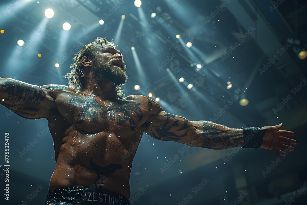 Powerful Wrestler s Dramatic Grapple During High Impact Stadium ...