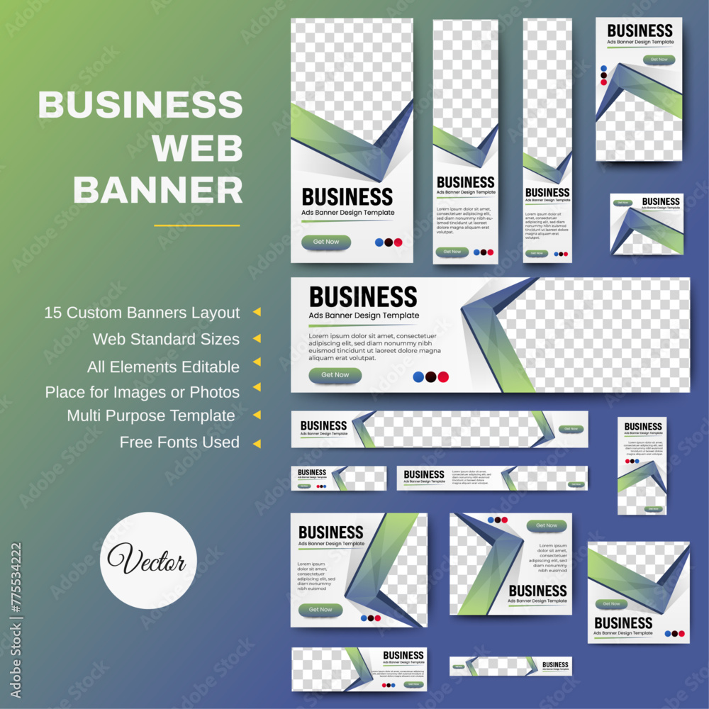 Web advertising banner template design. Modern web layout set with ...