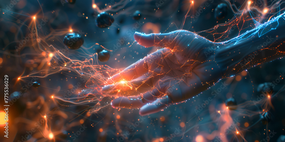 Ethereal Power, Cosmic patterns and peace in painted hand signify ...