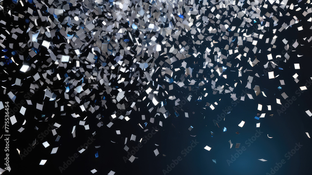 blue and silver confetti rain launched falling Stock Photo | Adobe Stock
