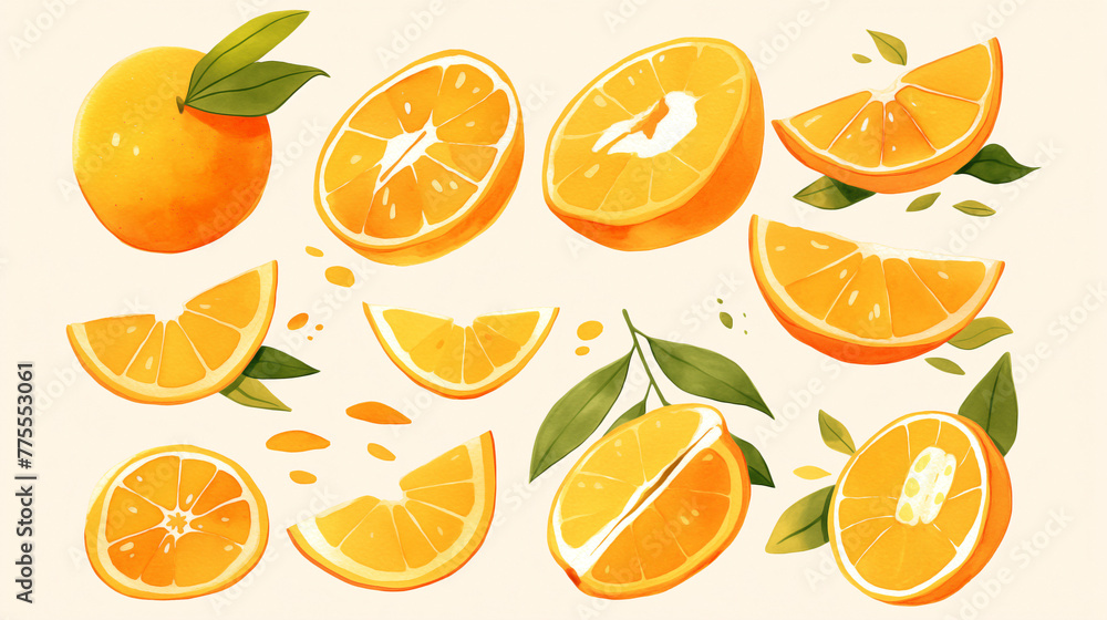 Cute Orange , high resolution, high quality, high detail, in the style ...