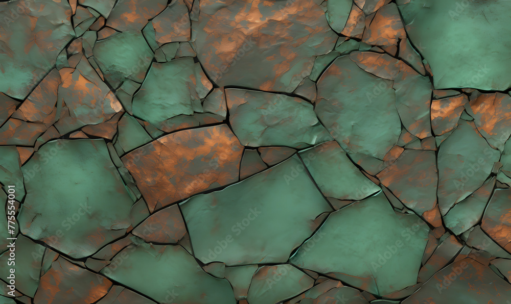 Cracked green Dragen Hide copper rust bronze aluminium rough Tileable ...