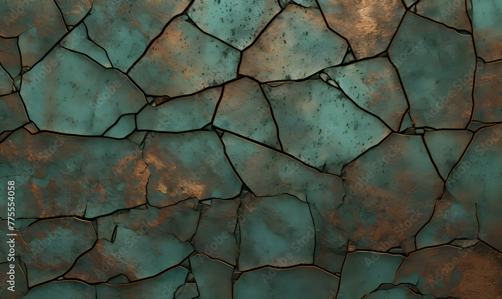 Cracked green Dragen Hide copper rust bronze aluminium rough Tileable ...