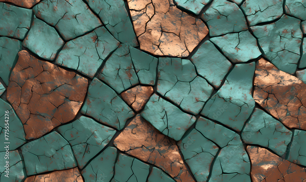Cracked green Dragen Hide copper rust bronze aluminium rough Tileable ...