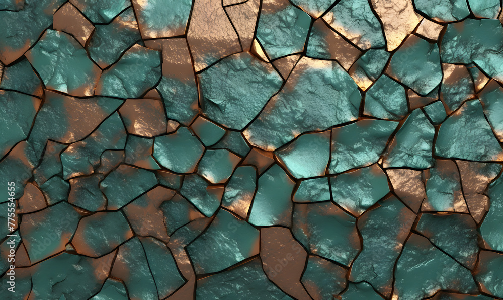 Cracked green Dragen Hide copper rust bronze aluminium rough Tileable ...