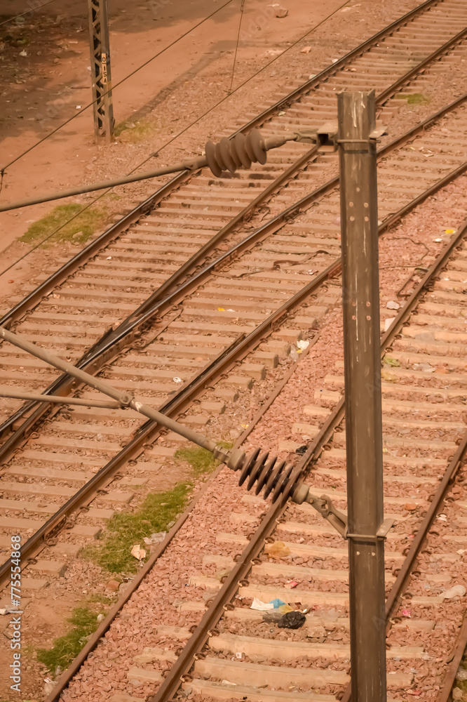 View of train Railway Tracks from the middle during daytime at ...