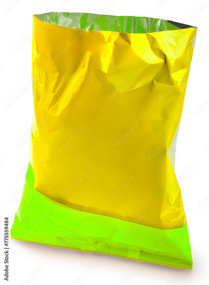 Food Packaging, Foil and plastic snack bags mockup bag opening cut ...