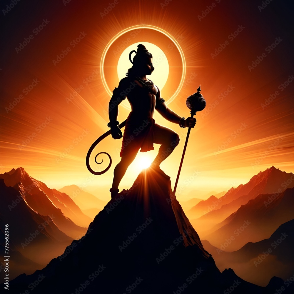 Illustration of a silhouette of lord hanuman for hanuman jayanti. Stock ...