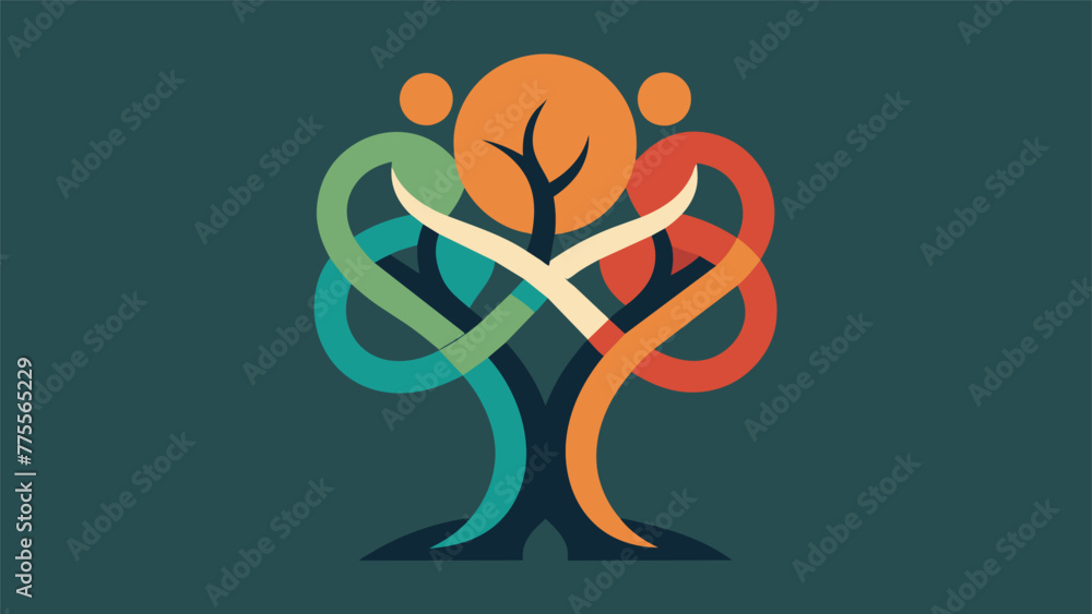 An abstract illustration of two intertwined trees with one tree ...