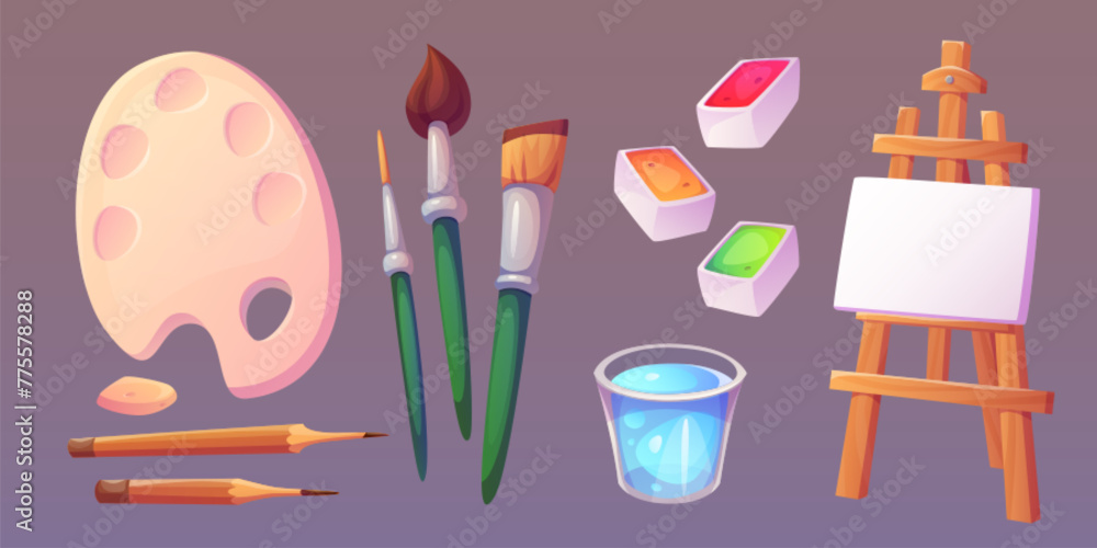 Set of painting tools isolated on white background. Vector cartoon ...