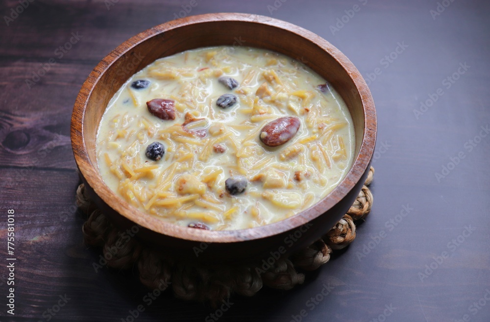 Sheer khurma, Semiya Kheer, Vermicelli Khir or kheer payasam garnished ...